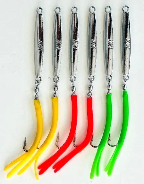 Pack of 6- A-007 Ava Diamond Jigs 1oz.with Split Tube Tail Hooks