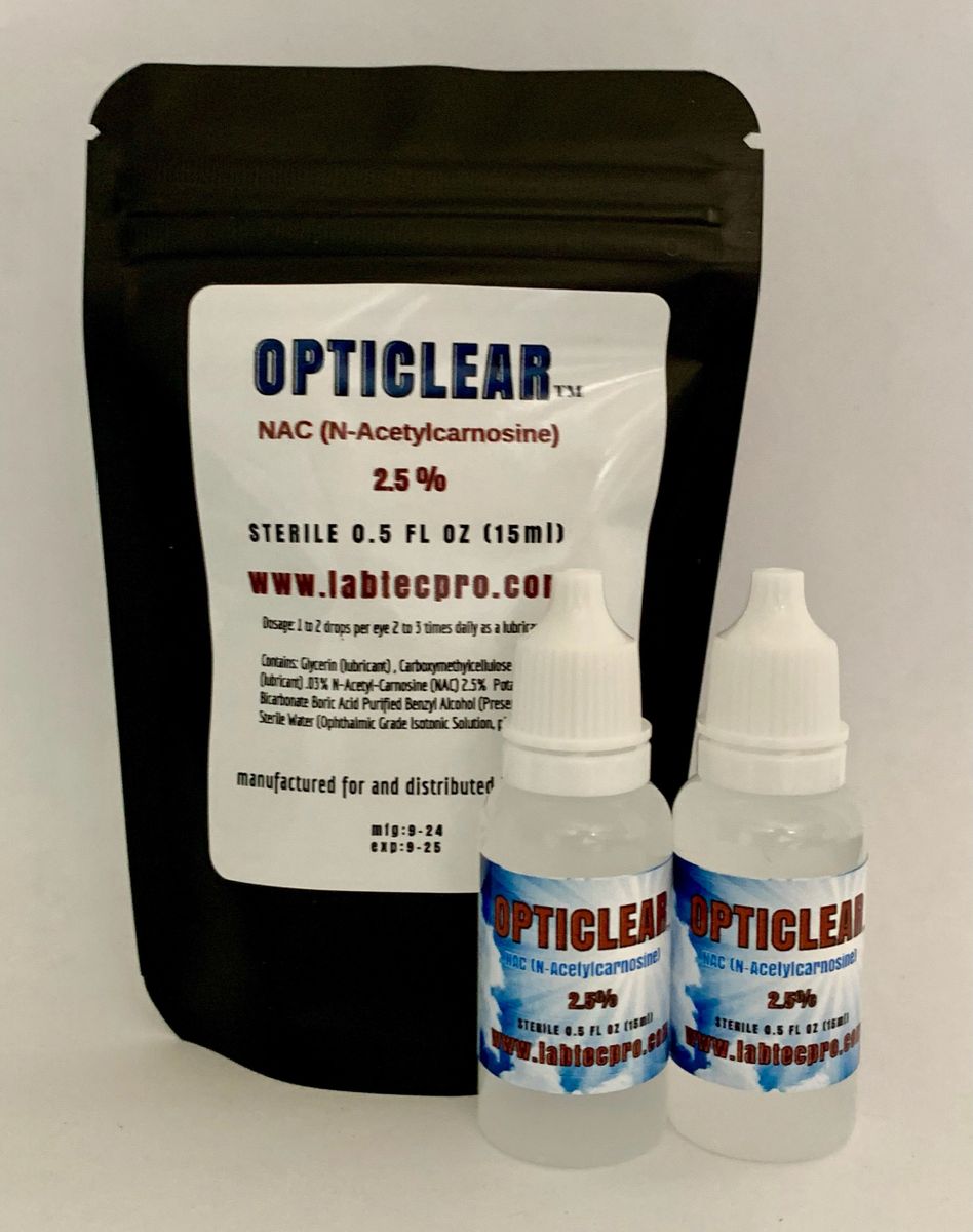 2 BOTTLES! Cataract Eye Drops with 2.5% NAC (N-Acetylcarnosine) 15ml