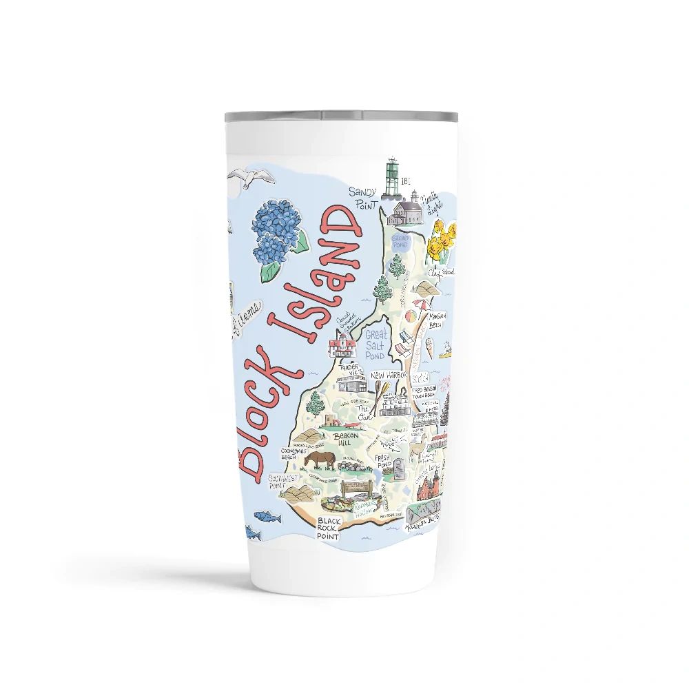 Block Island Ilustrated Map 20 Ounce Tumbler
