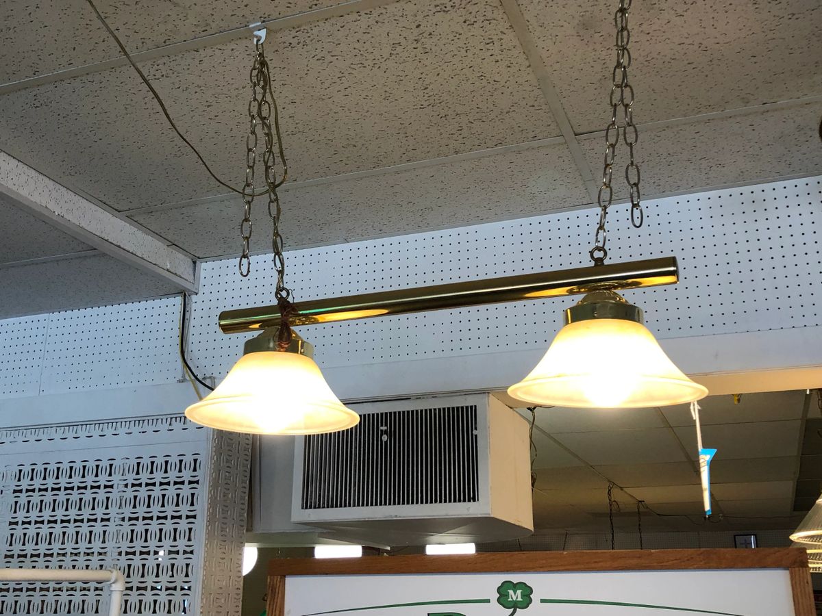 Ivory 2-Shade Polished Brass Light Fixture