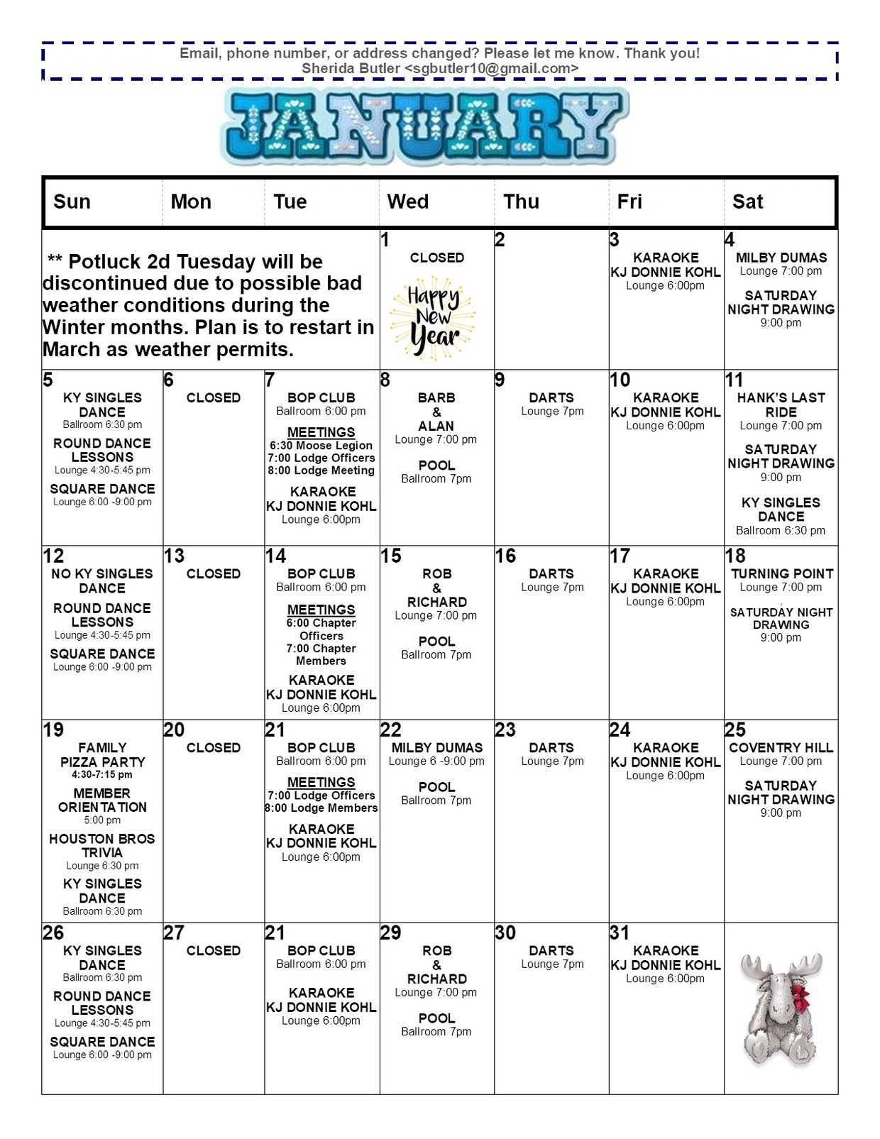 Calendar of Events
