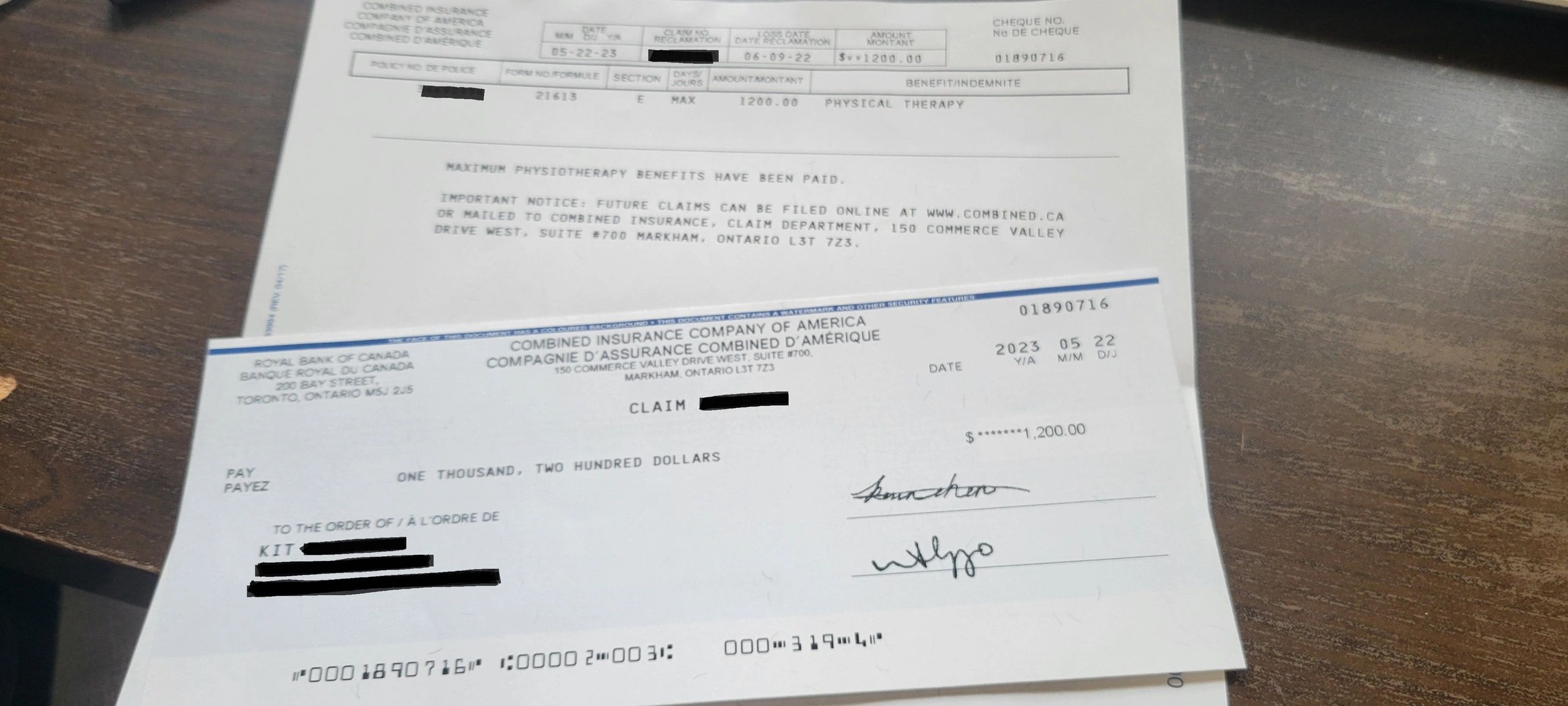 Got a Cheque for Going to Physiotherapy!
