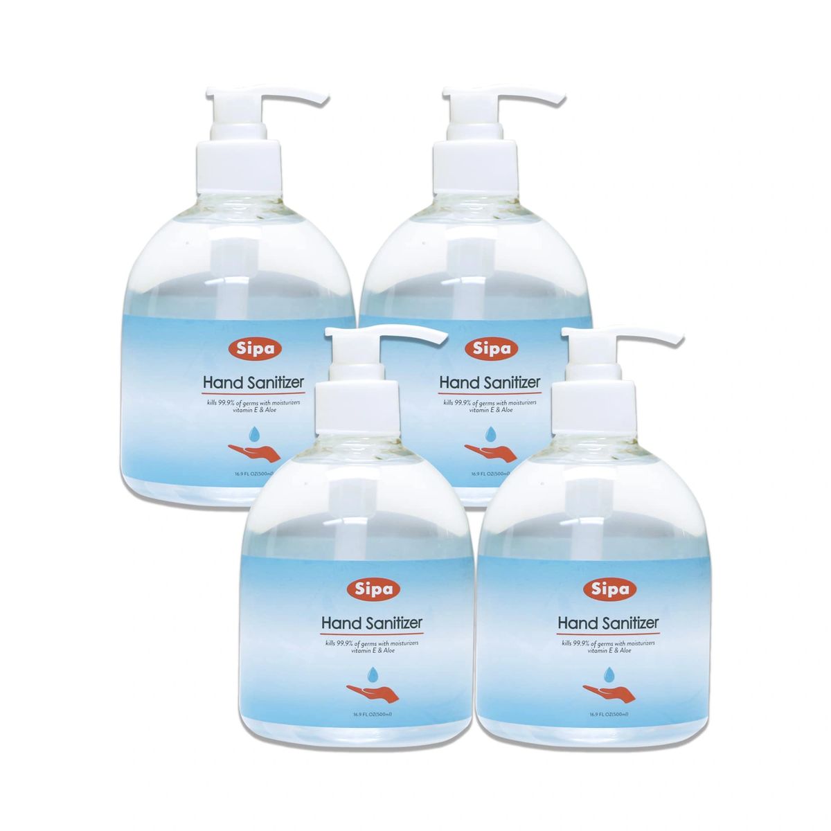 SIPA Hand Sanitizer, Original 16.9 Fl. Oz/ 500 ml (Pack of 4), Fresh ...