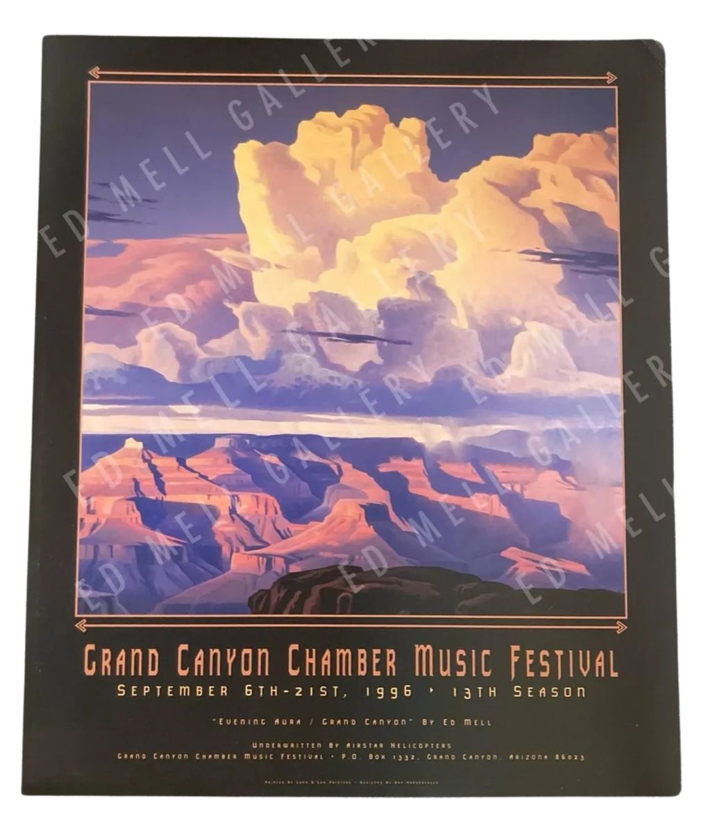 Vintage poster featuring Ed Mell's painting, "Evening Aura, Grand Canyon"