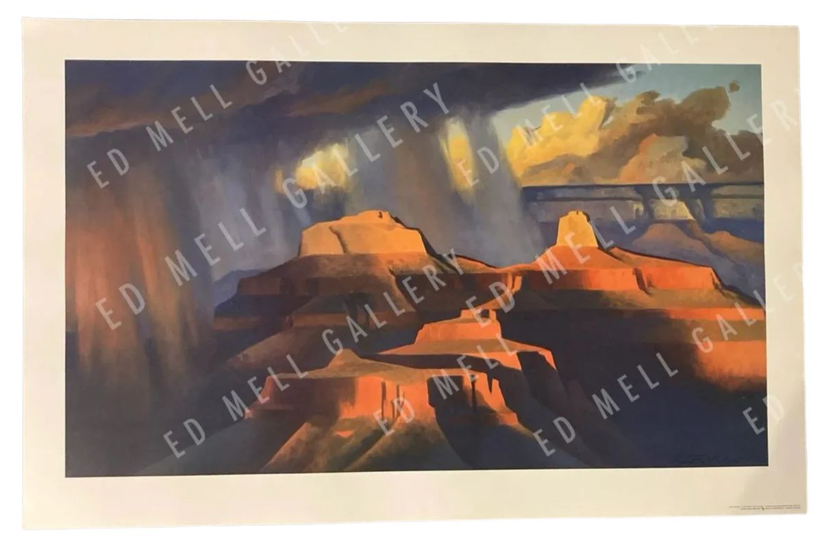 Vintage poster featuring Ed Mell's painting, "Canyon Rain"