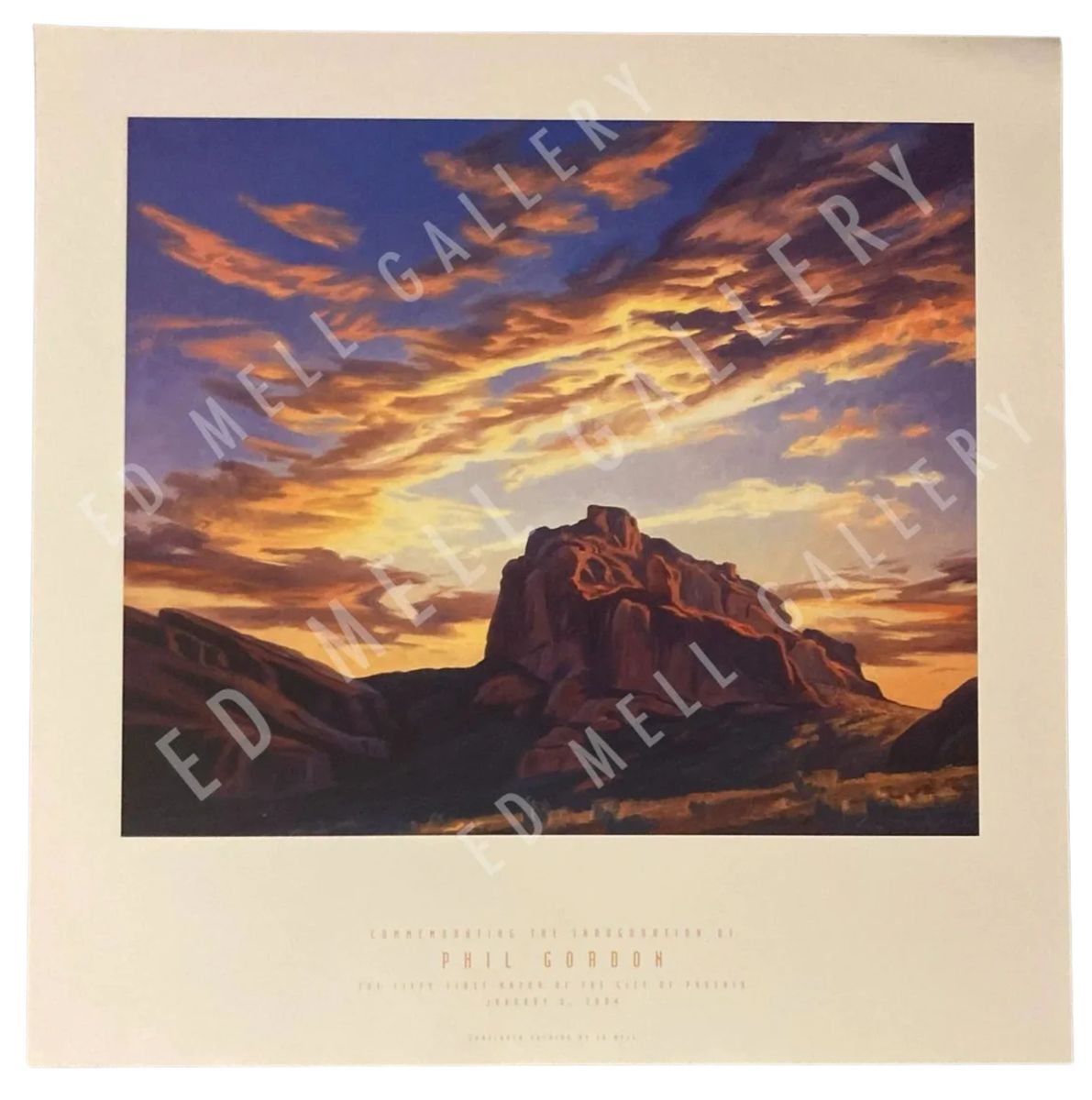 Vintage poster featuring Ed Mell's painting, "Camelback Evening"