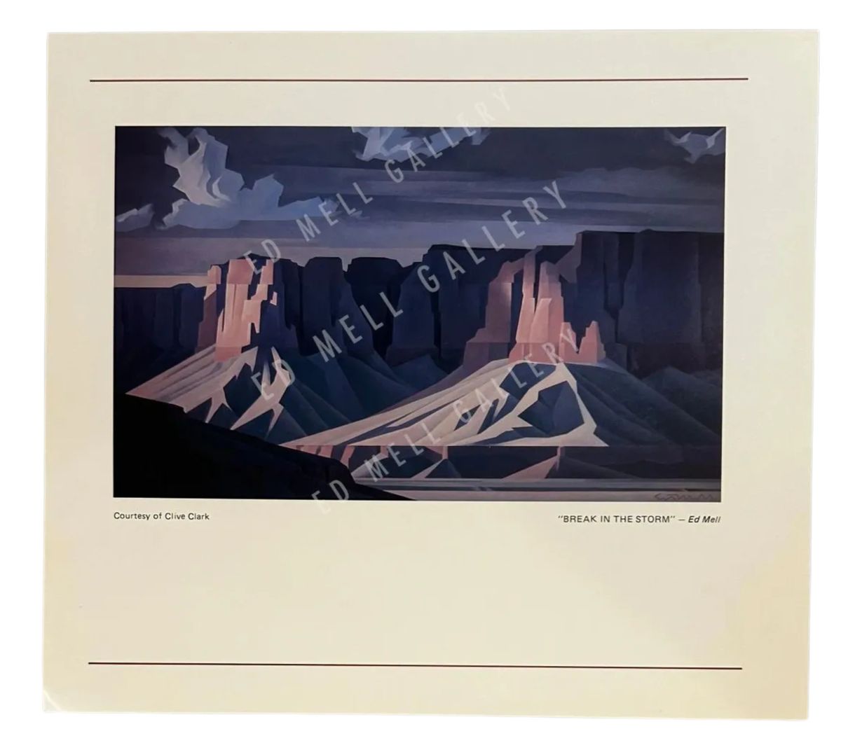 Vintage poster featuring Ed Mell's paintings, "Break in the Storm" and ...