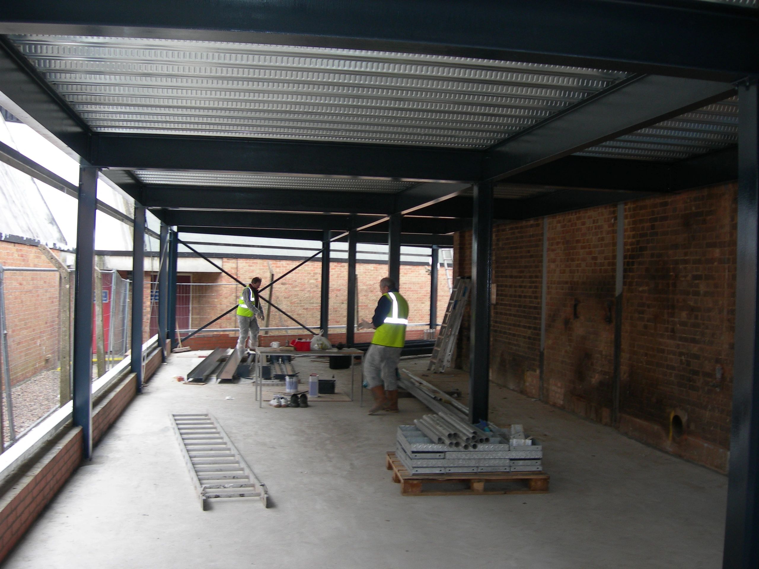 Single storey structural steel framework in West London