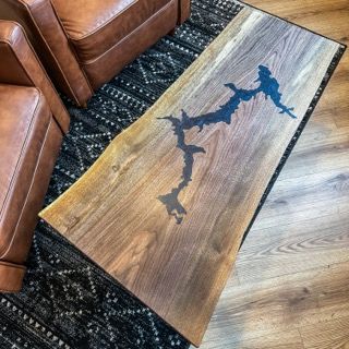 Custom live edge bar-top or table with Lake Inlay *deposit