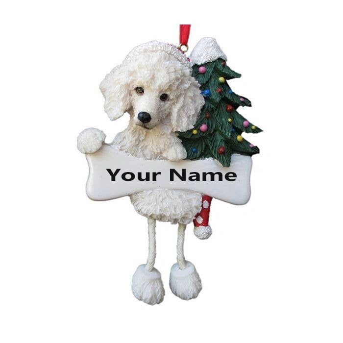 White Poodle "Wiggle Legs" Personalized up to 8 letters