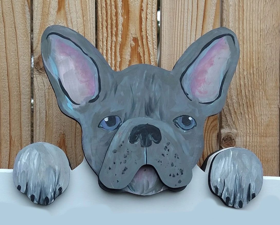 French Bulldog Fence Peeker Yard Art Decorative Sign