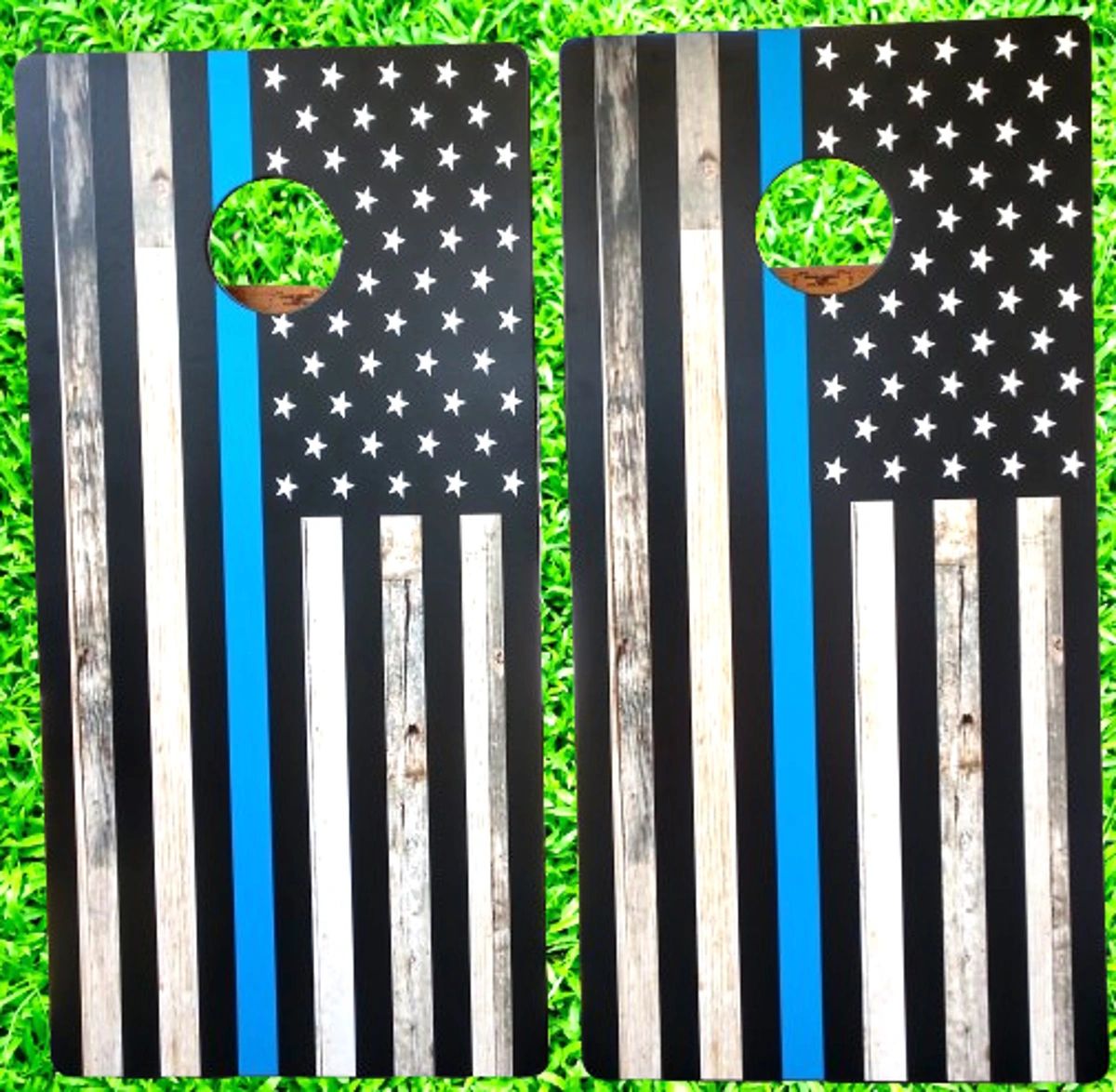 Thin Blue Line Cornhole Wrap Set First Responders Police
