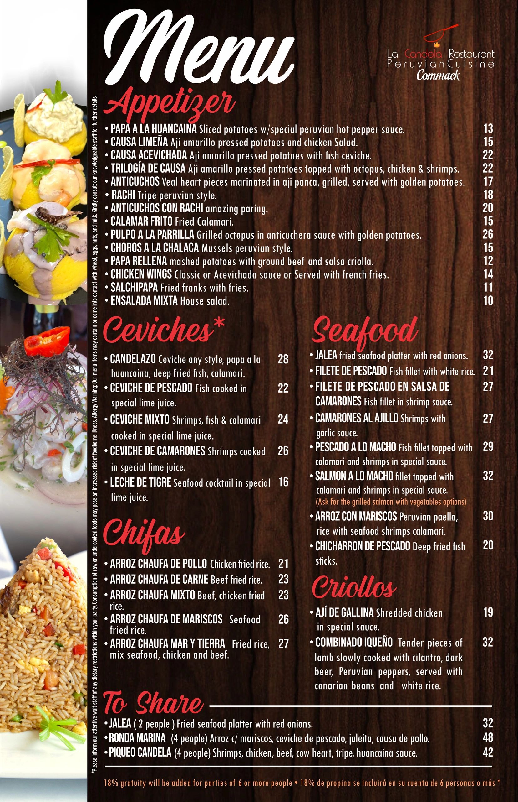 Menu | La Candela Commack