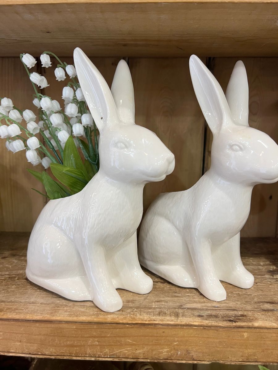 White Bunny Vase