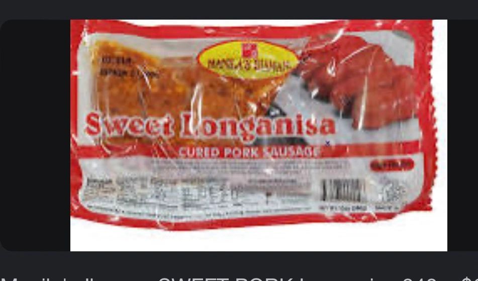 Manila Ihawan Frozen Pork Sweet Longanisa
