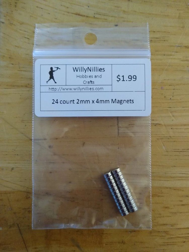 4mm dia x 2mm thick Neo hatch magnets 24 pack