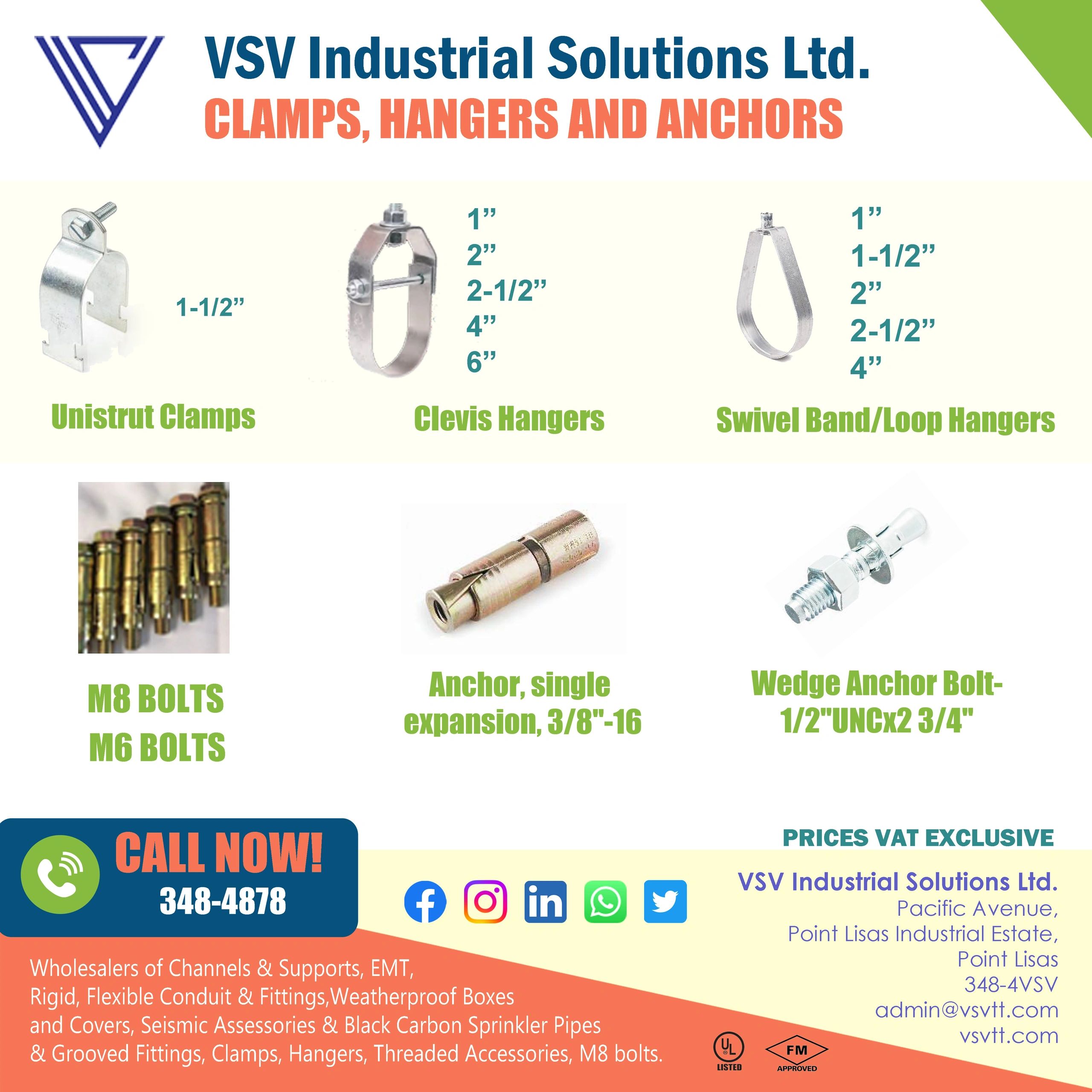 Unistrut Clamps, Pipe Hangers and Anchors
