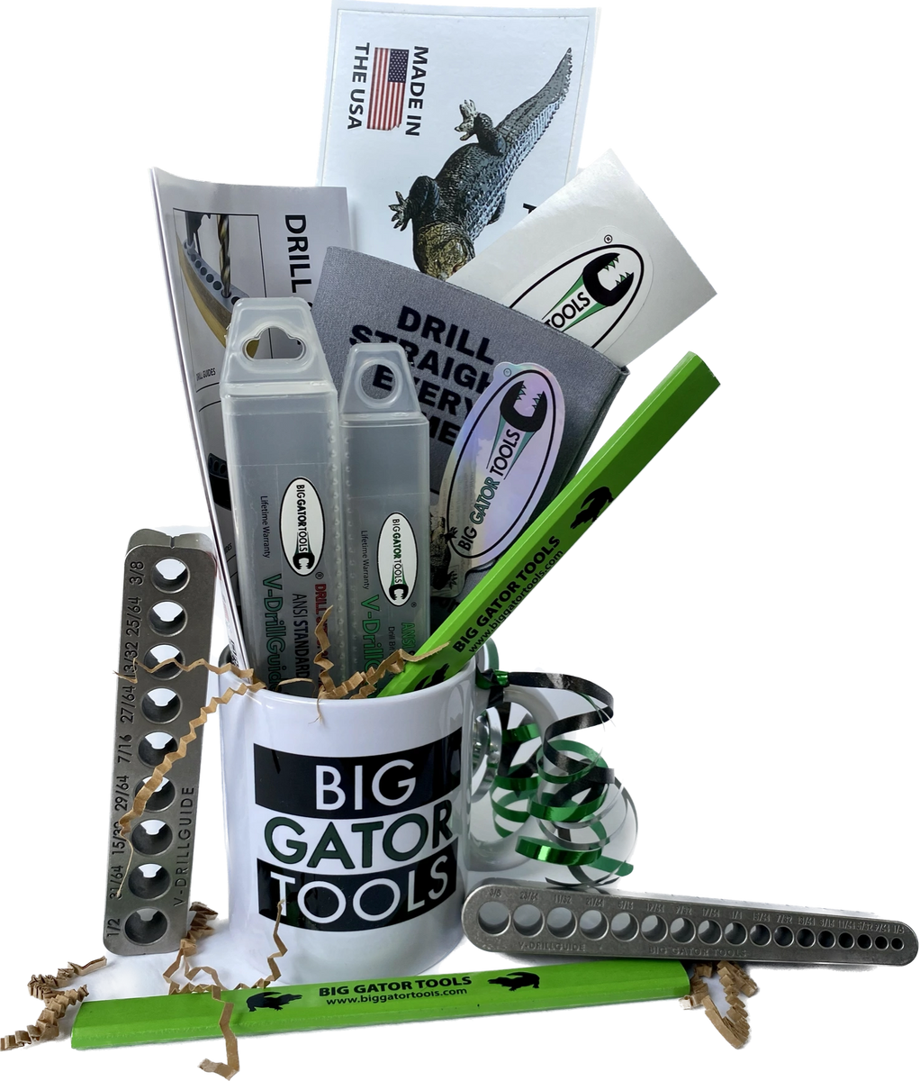 Drill Gift Set- 2 tools, 2 carpenter pencils, mug, can cooler, stickers ...