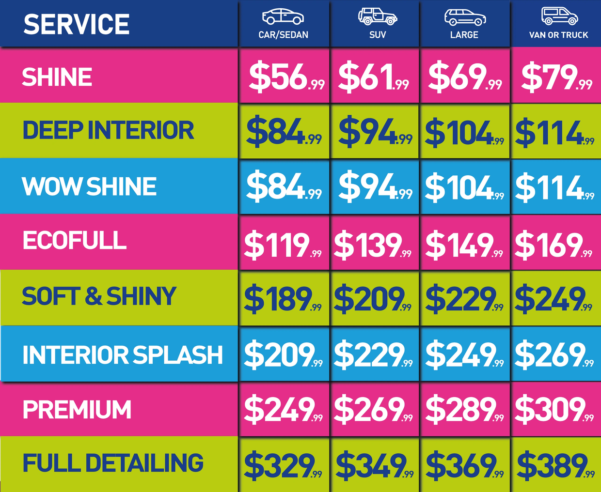Prices | Mrsplashusa