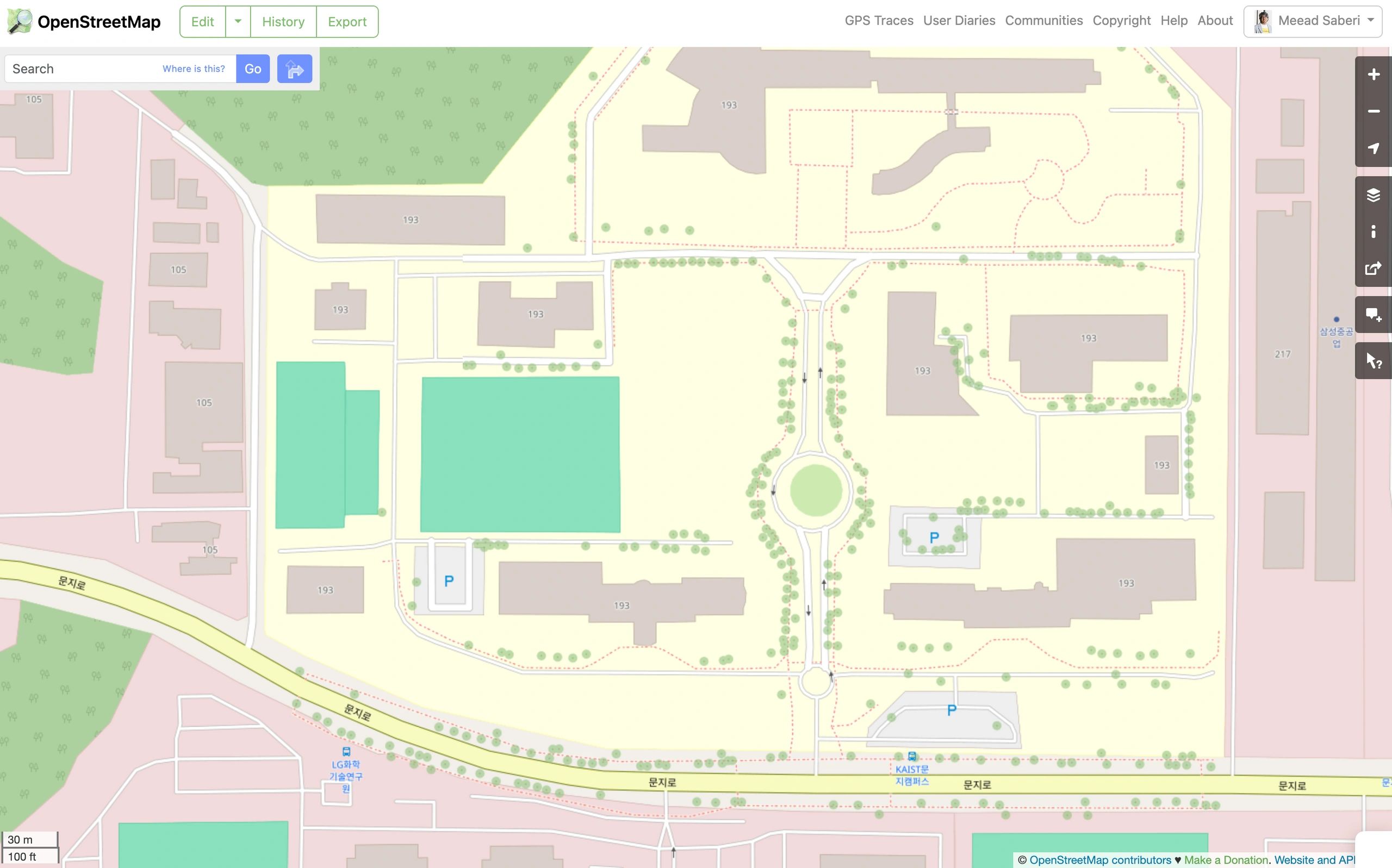 OSM AI-assisted Mapping: KAIST Munji Pedestrian Network