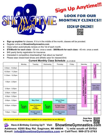 Cheerleading and Gymnastics Classes at Showtime Gymnastics