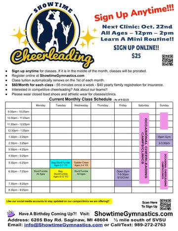 Cheerleading and Gymnastics Classes at Showtime Gymnastics