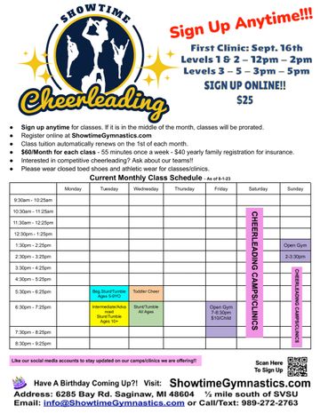 Cheerleading and Gymnastics Classes at Showtime Gymnastics