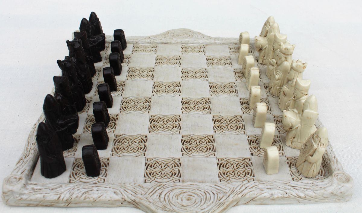 Miniature Isle of Lewis Chess Set - Ivory & OxBlood