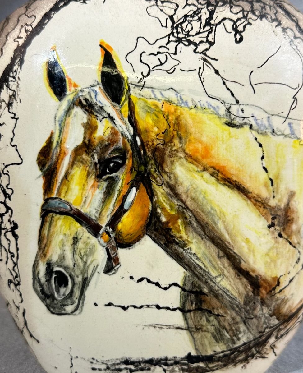 Triangle Horse Hair Painted Vase