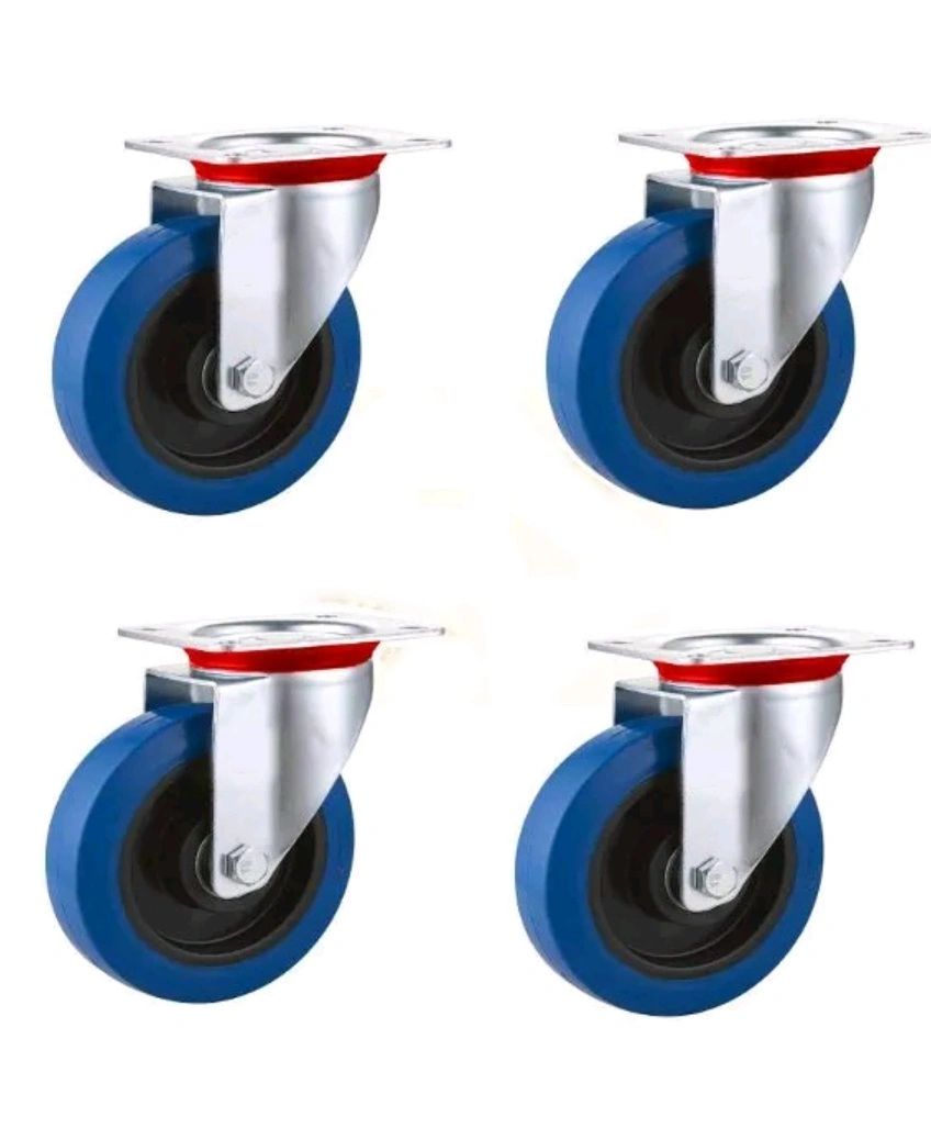 Replacement 100mm Blue Rubber Castors Set of 4