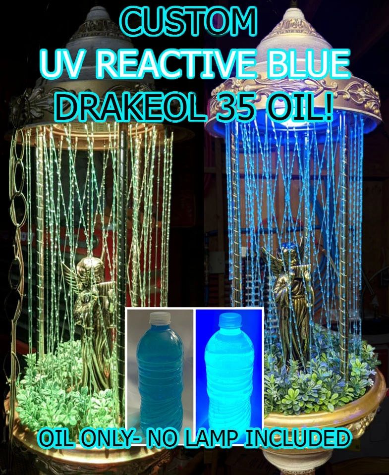 32oz 48oz 64oz UV Reactive BLUE Drakeol 35 Vintage Rain Lamp Oil for ...