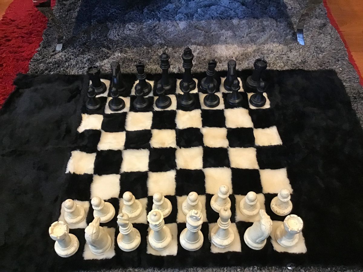 Large Roll Out Chess Set Made Of Fabric