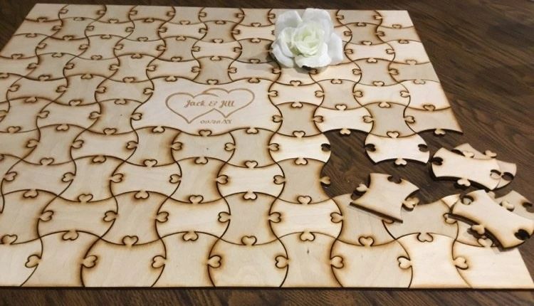 Wood Engraved Guest Book Puzzle