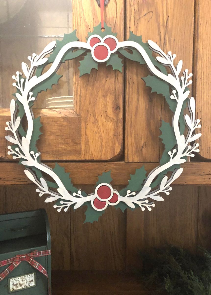 Layered Wood Engraved Wreath