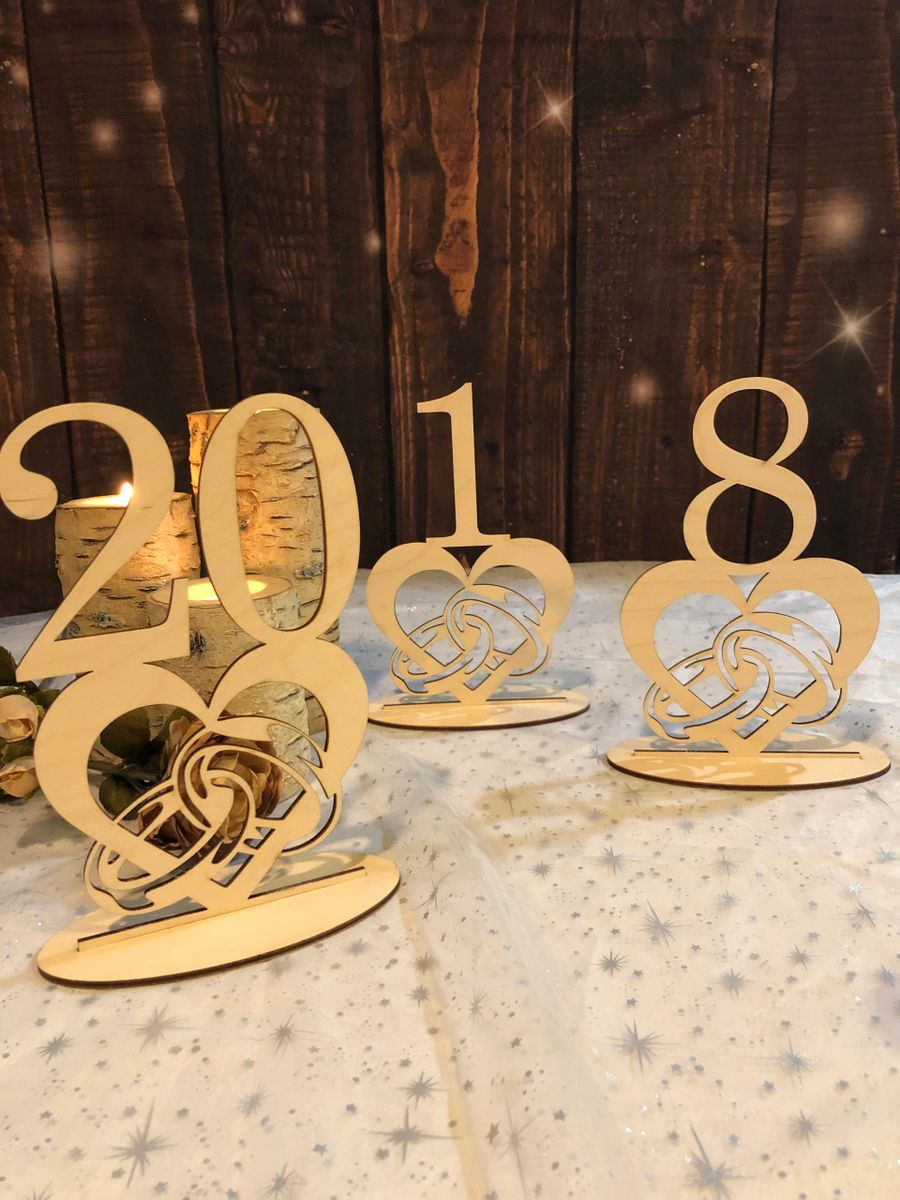 Wood, Engraved Table Numbers