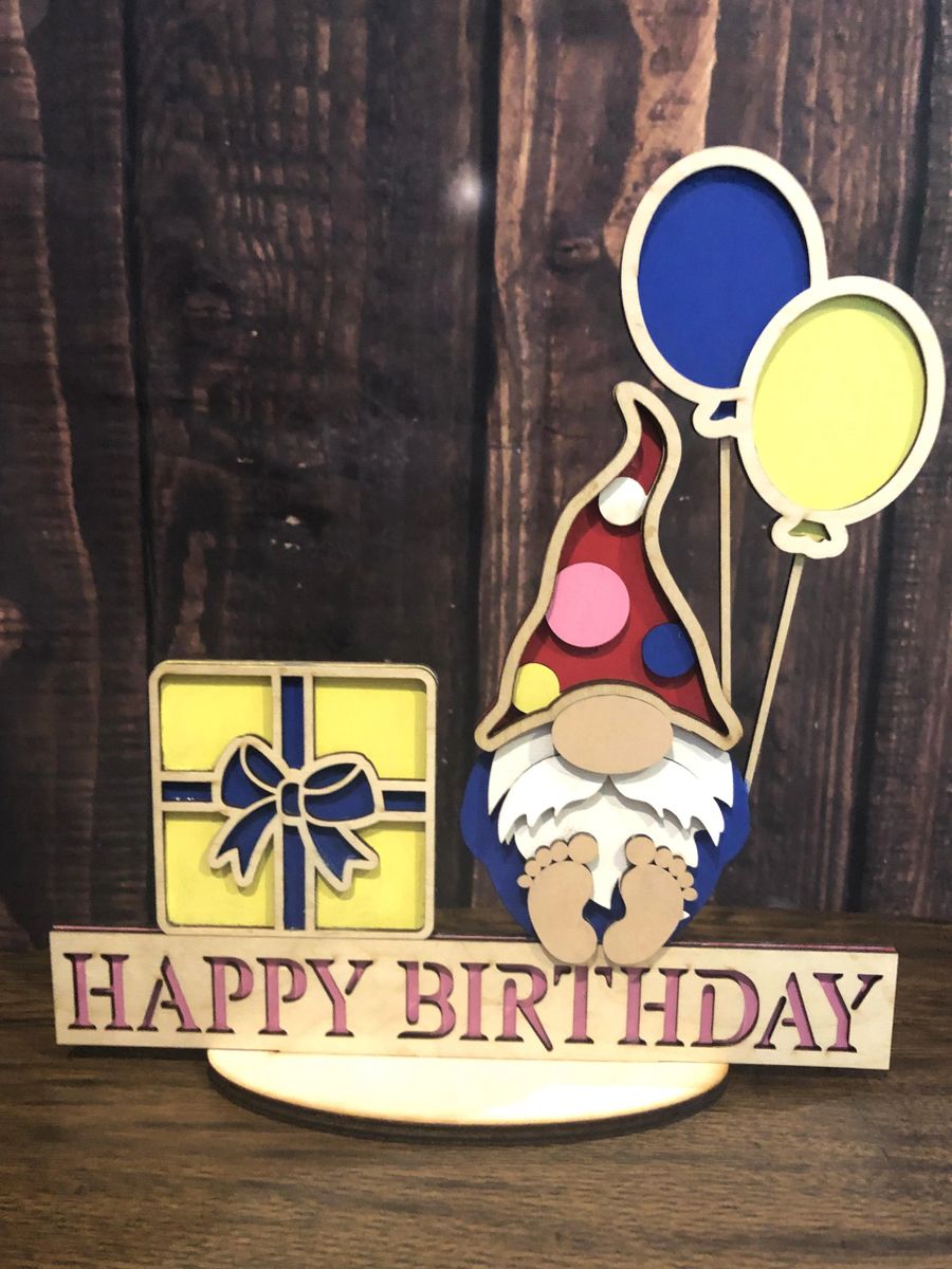 Gnome Happy Birthday Table Centerpiece