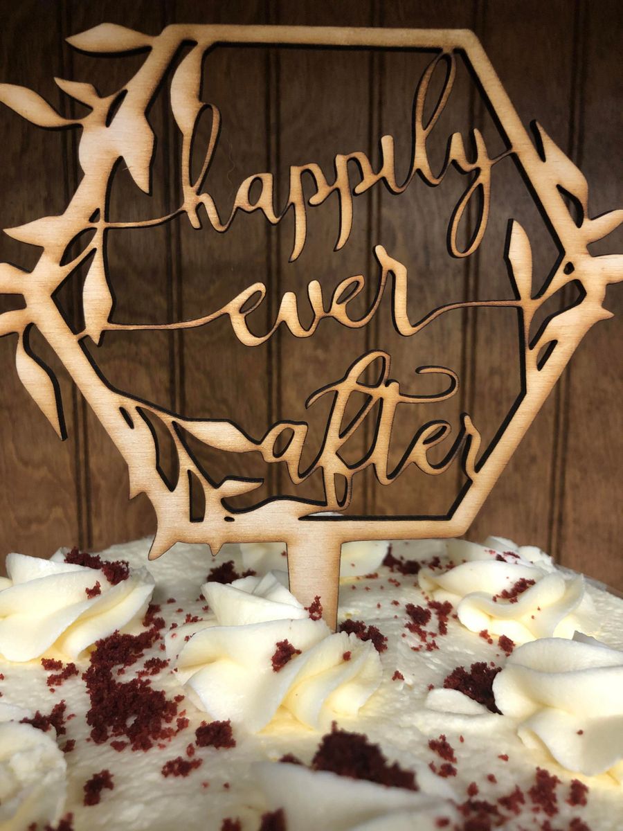 Happily Ever After Wood Cake Pick