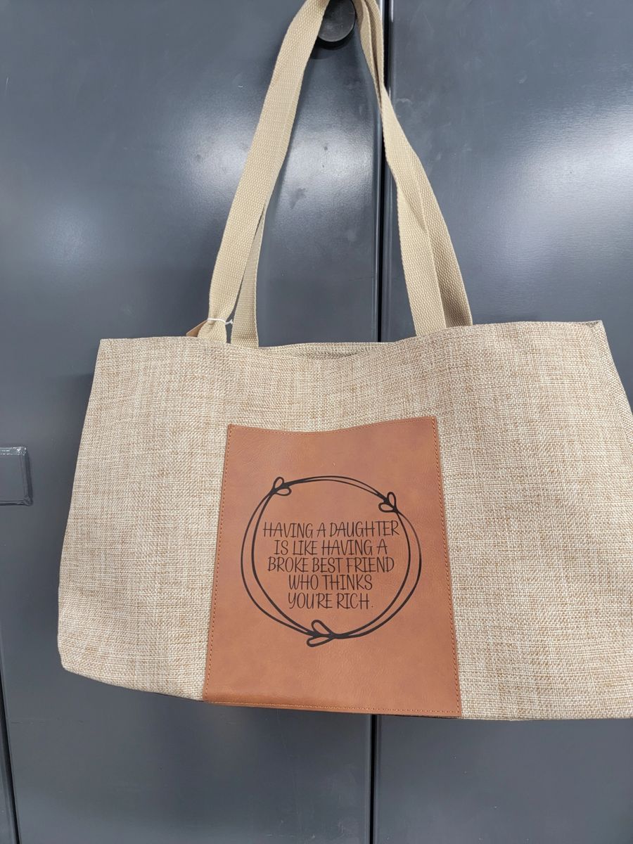 Burlap Rawhide Bag, Shopping With A Daughter