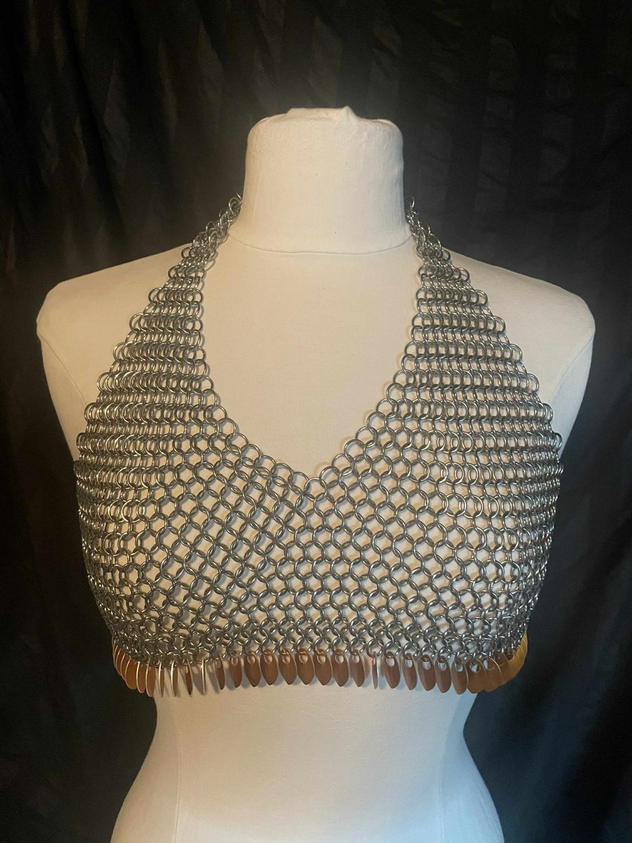 Chainmail Bra-Orange Dragon Scales