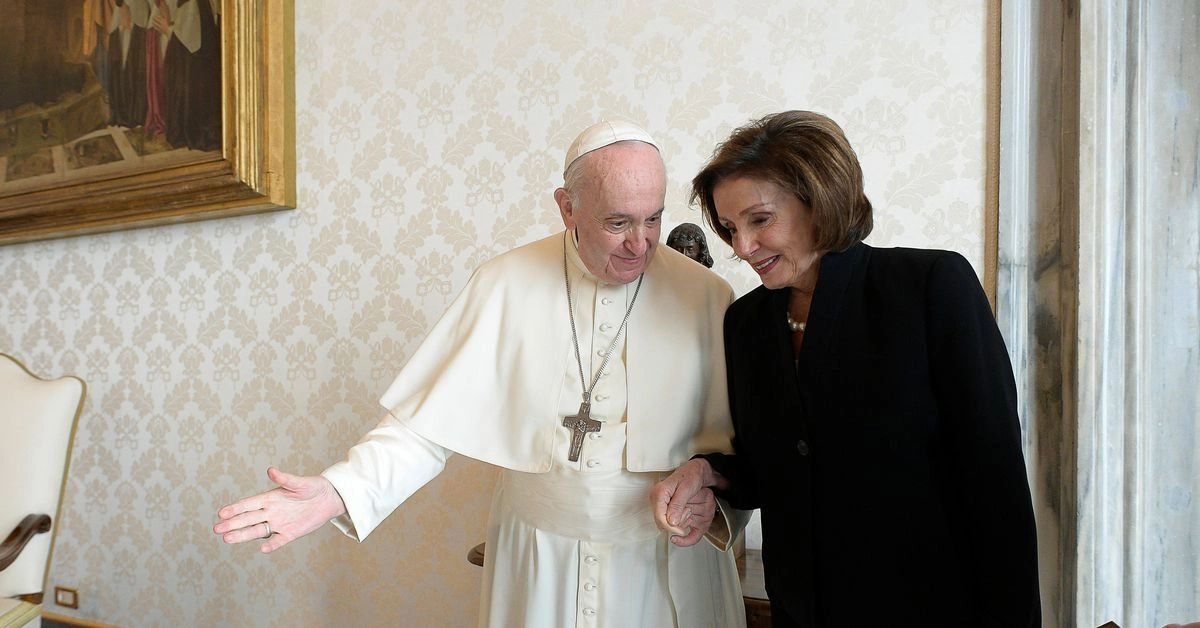Corrupt Pope Francis gives communion to Nancy Pelosi