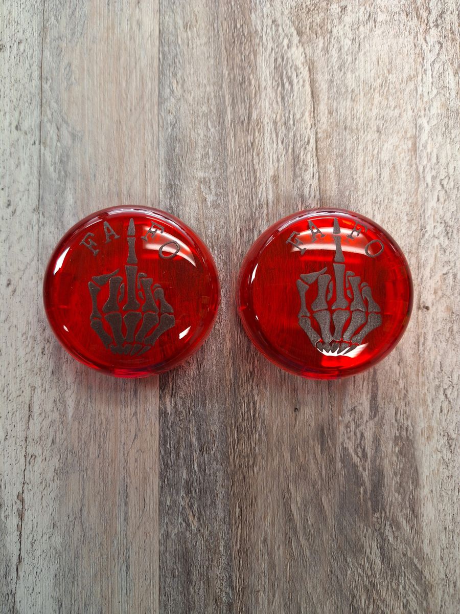 Custom Engraved Red Bullet Turn Signal Lens Covers