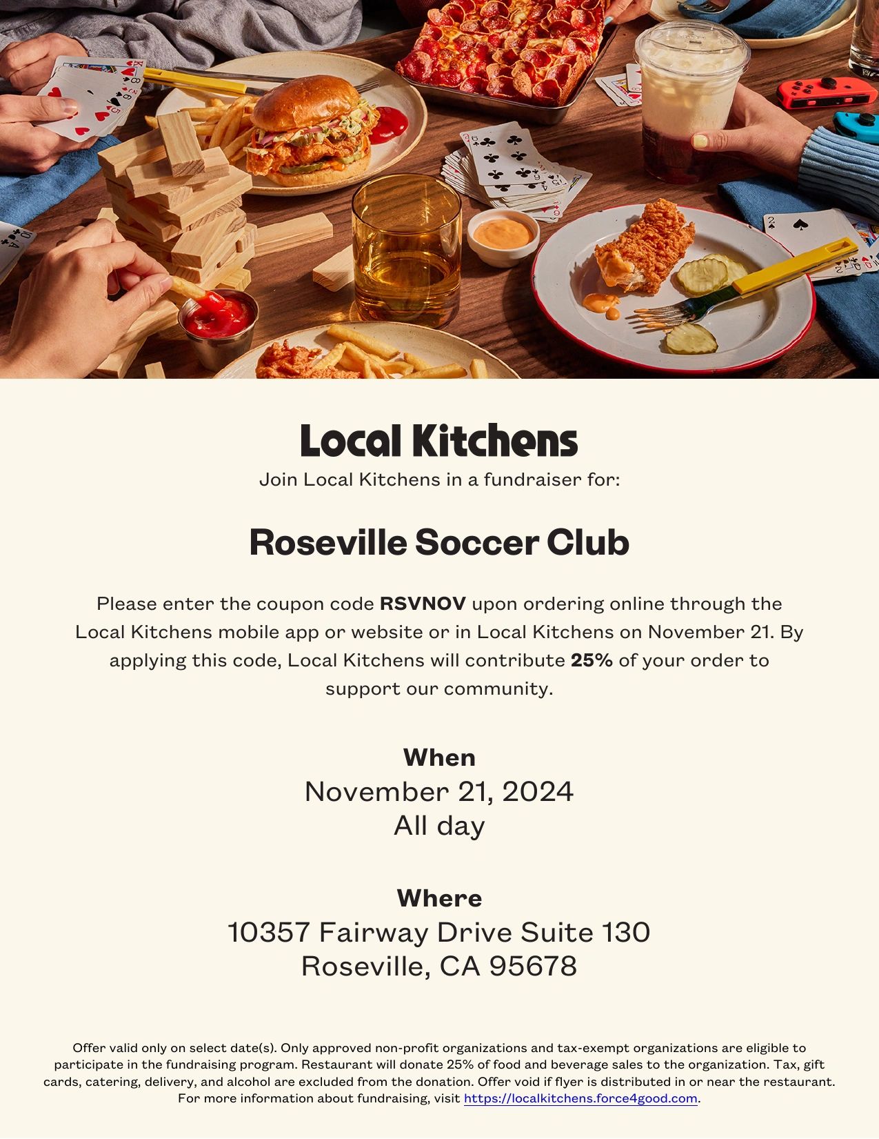 Dine & Support RSC at Local Kitchens on November 21st!