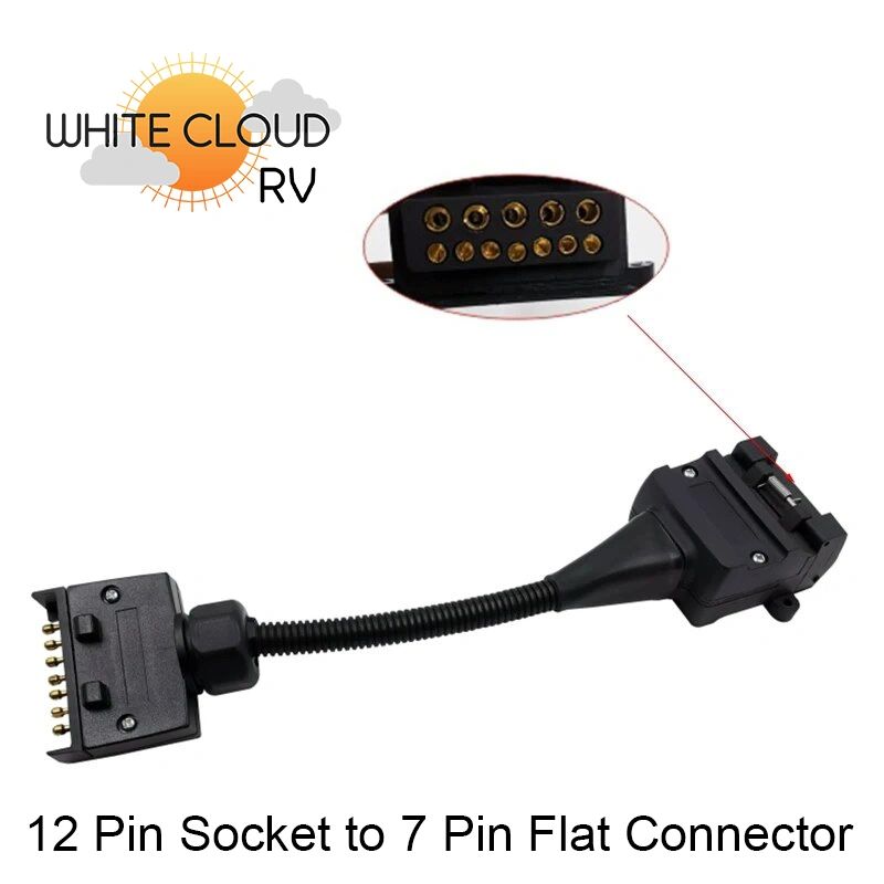 12 Pin Connector to 7 Pin Flat Connector Trailer Wiring - 35cm
