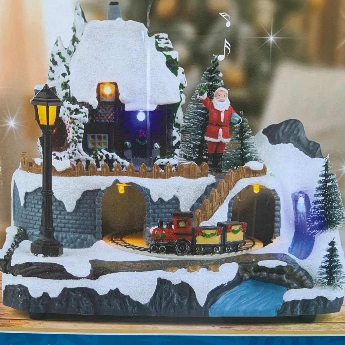 Musical Moving Santa TRAIN Scene Christmas Animated Lights Ornament ...