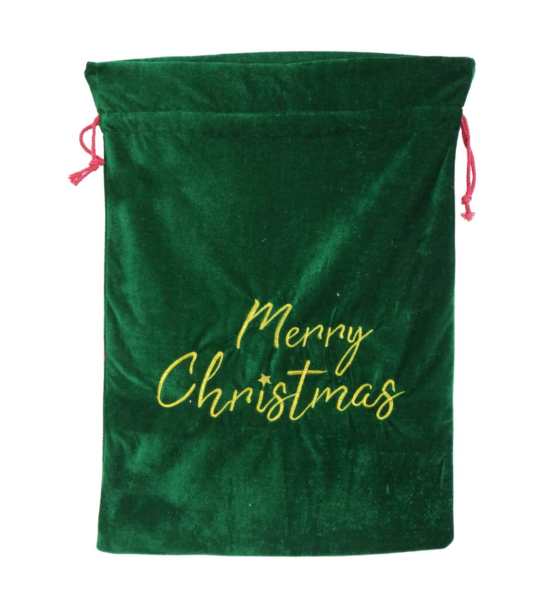 Green Deluxe Velvet Santa Sack 50 x 70cm with Gold Embroidery Merry ...