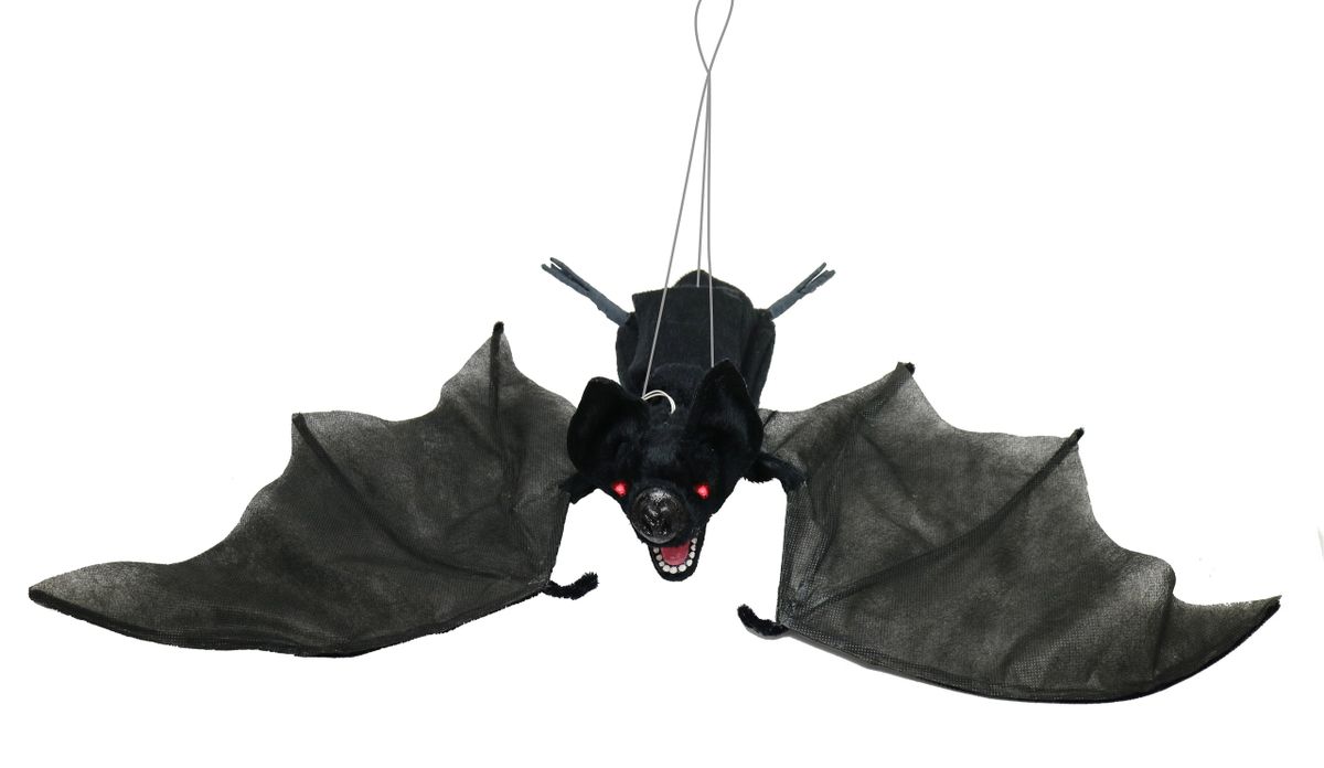 Animated 70cm Flying Bat Horror Evil Scare Light Up Halloween Prop ...