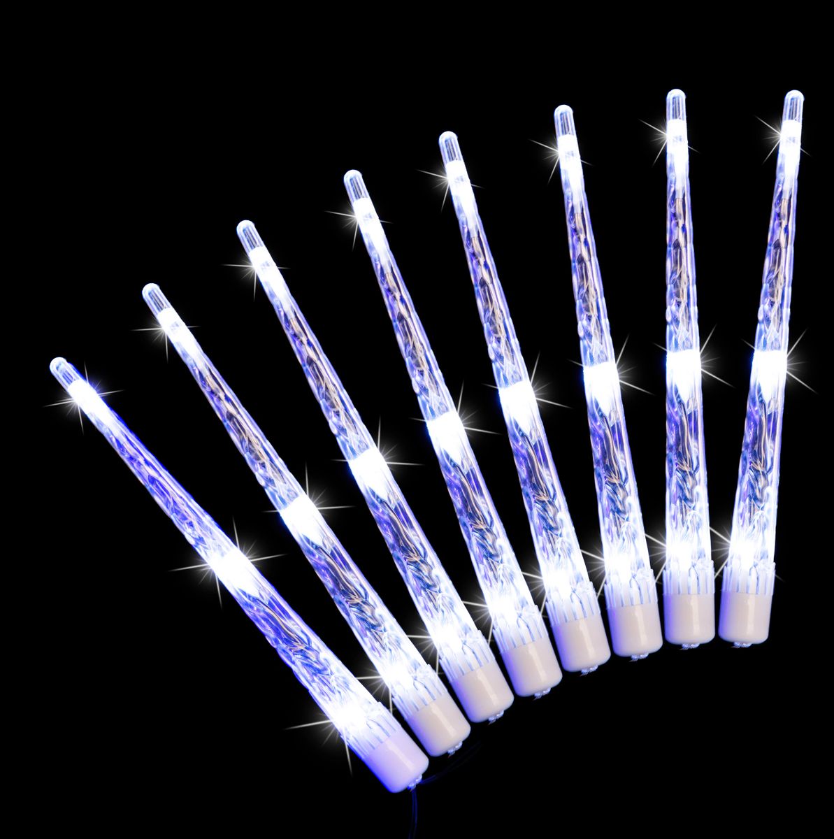 ICICLE 30cm GLACIER TUBES 24 Drops COOL WHITE LED Flashing Outdoor ...