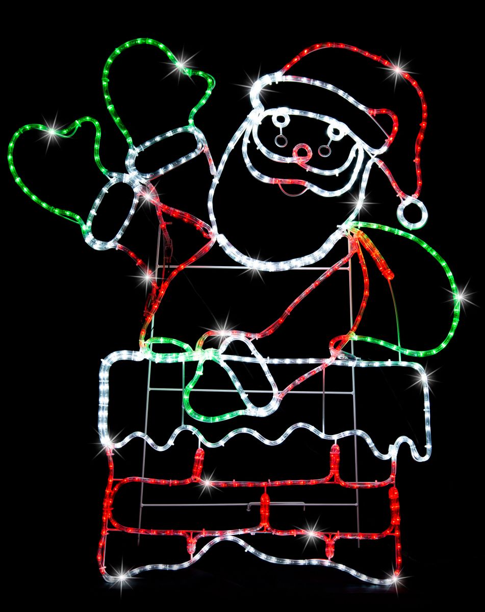 SANTA CHIMNEY WAVING LED Ropelight Outdoor Christmas Light Display 120 ...