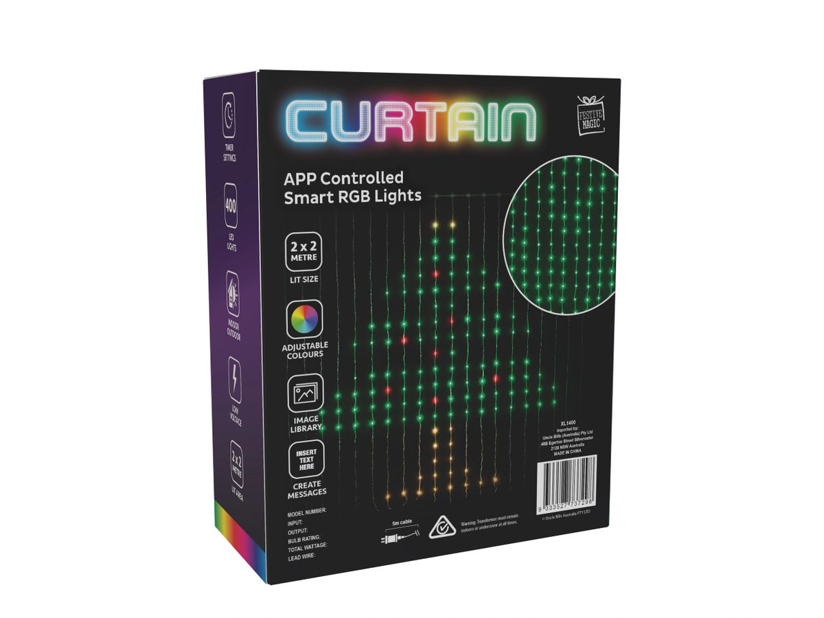 LED Lightshow 2 x 2 m curtain lights App control bluetooth control ...