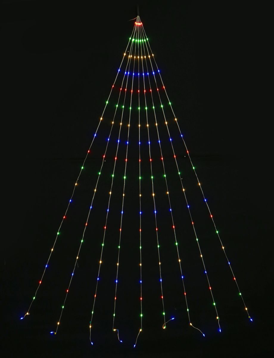 MULTICOLOUR Solar Star sail 180 LED 2m Length Star with Strands Outdoor ...